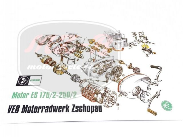 Explosionszeichnung Simson MZ/ES 250 EXPLOSIONSZEICHNUNG VOM MOTOR
